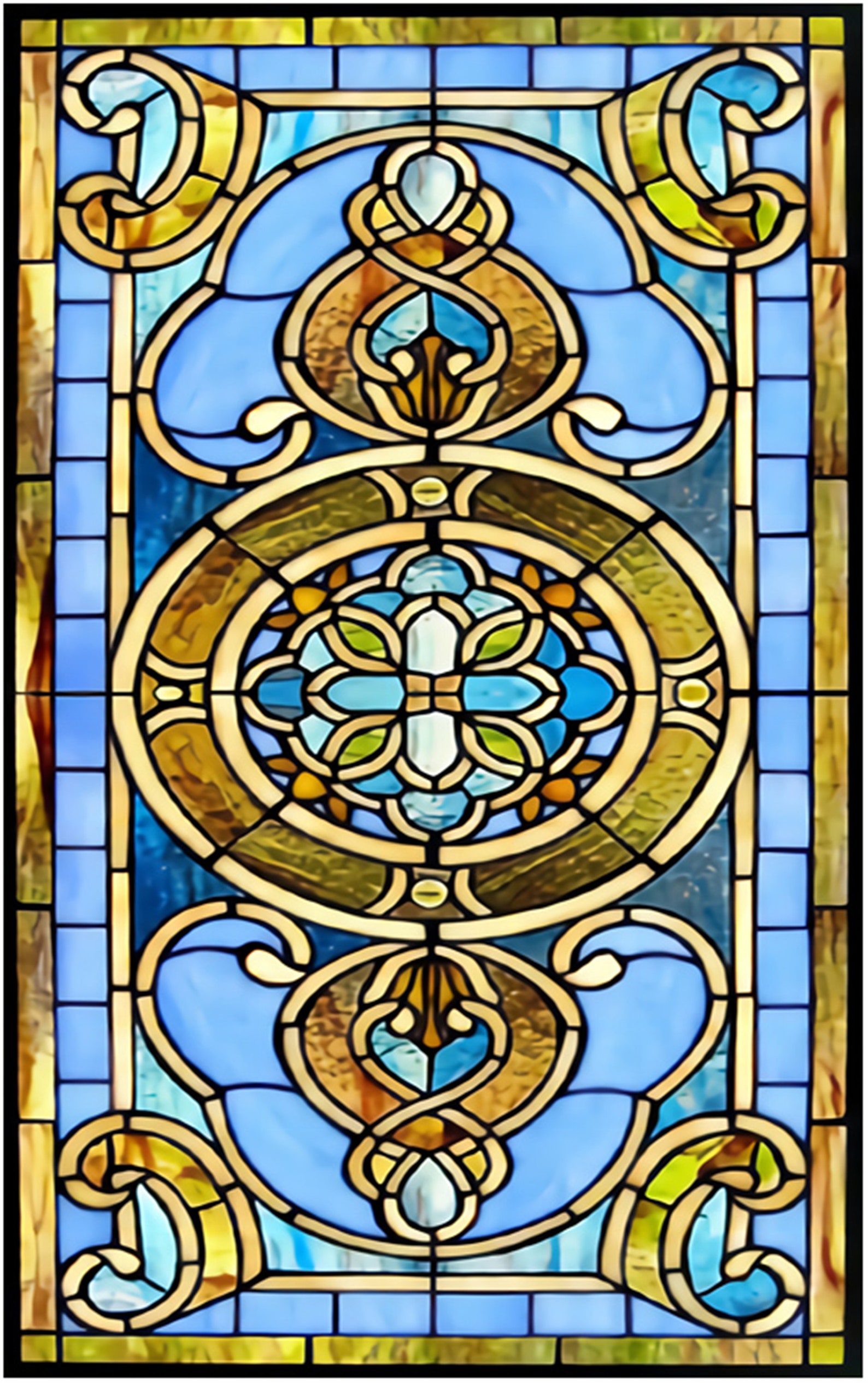 Custom Size Stained Glass Window Film Frosted Privacy Static Cling ...