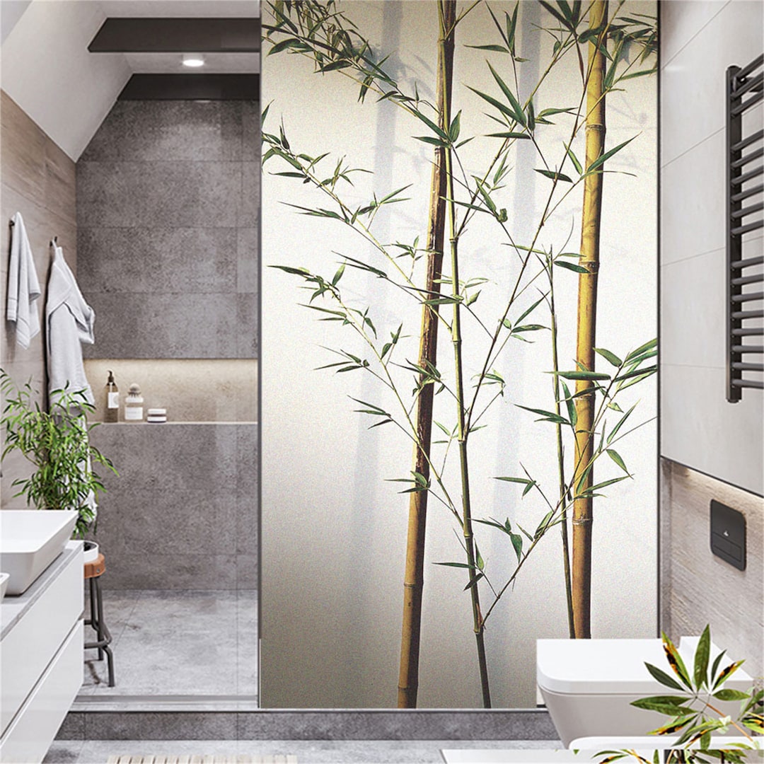 Window Film Privacy Green Bamboo Non Adhesive Glass Sticker Sun ...