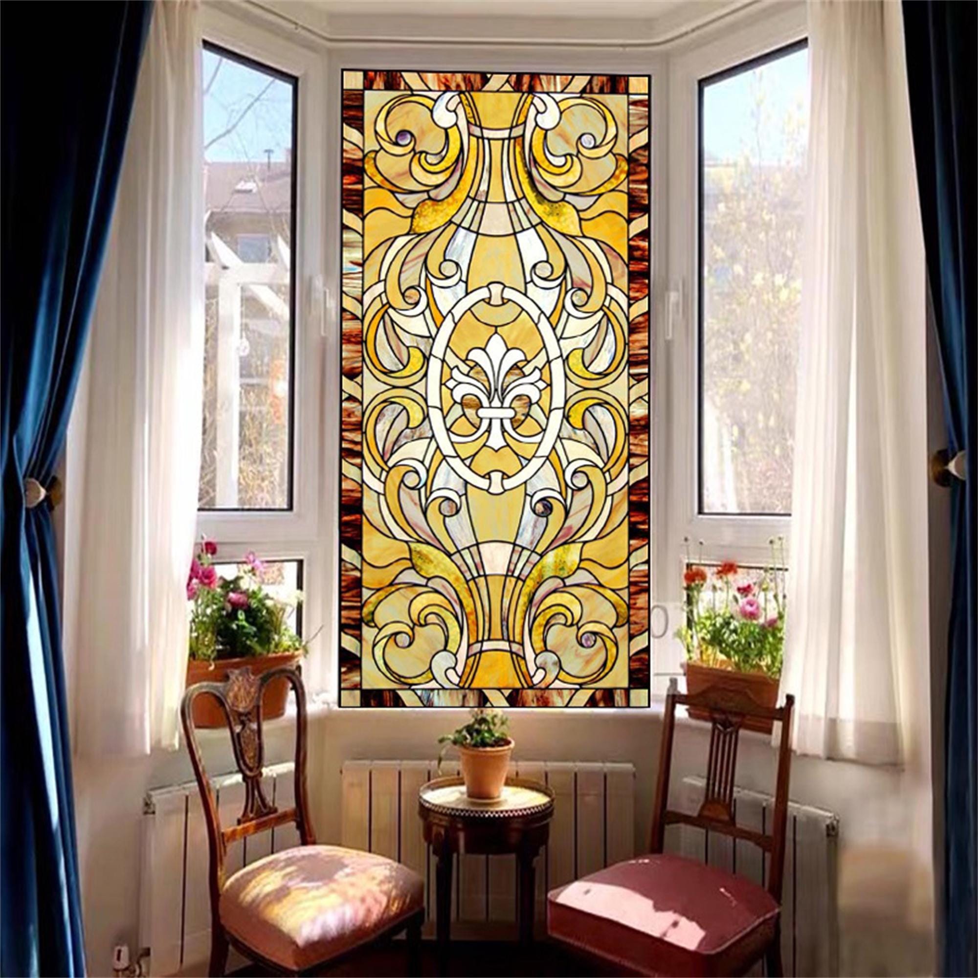Custom Frosted Window Film - Vintage Stained Glass Static Cling for ...