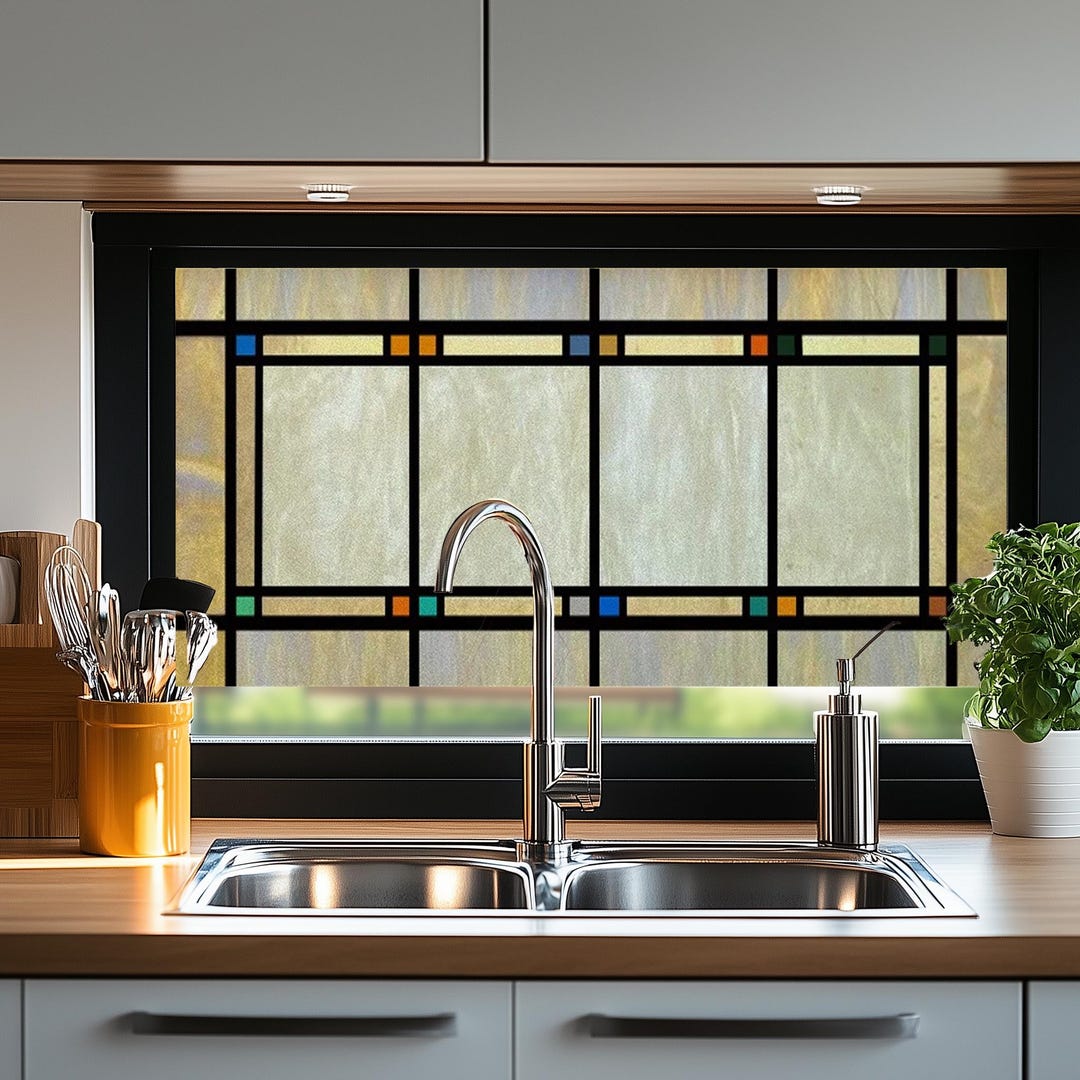 Horizontal Stained Glass Window Film – Minimalist Privacy Design With ...