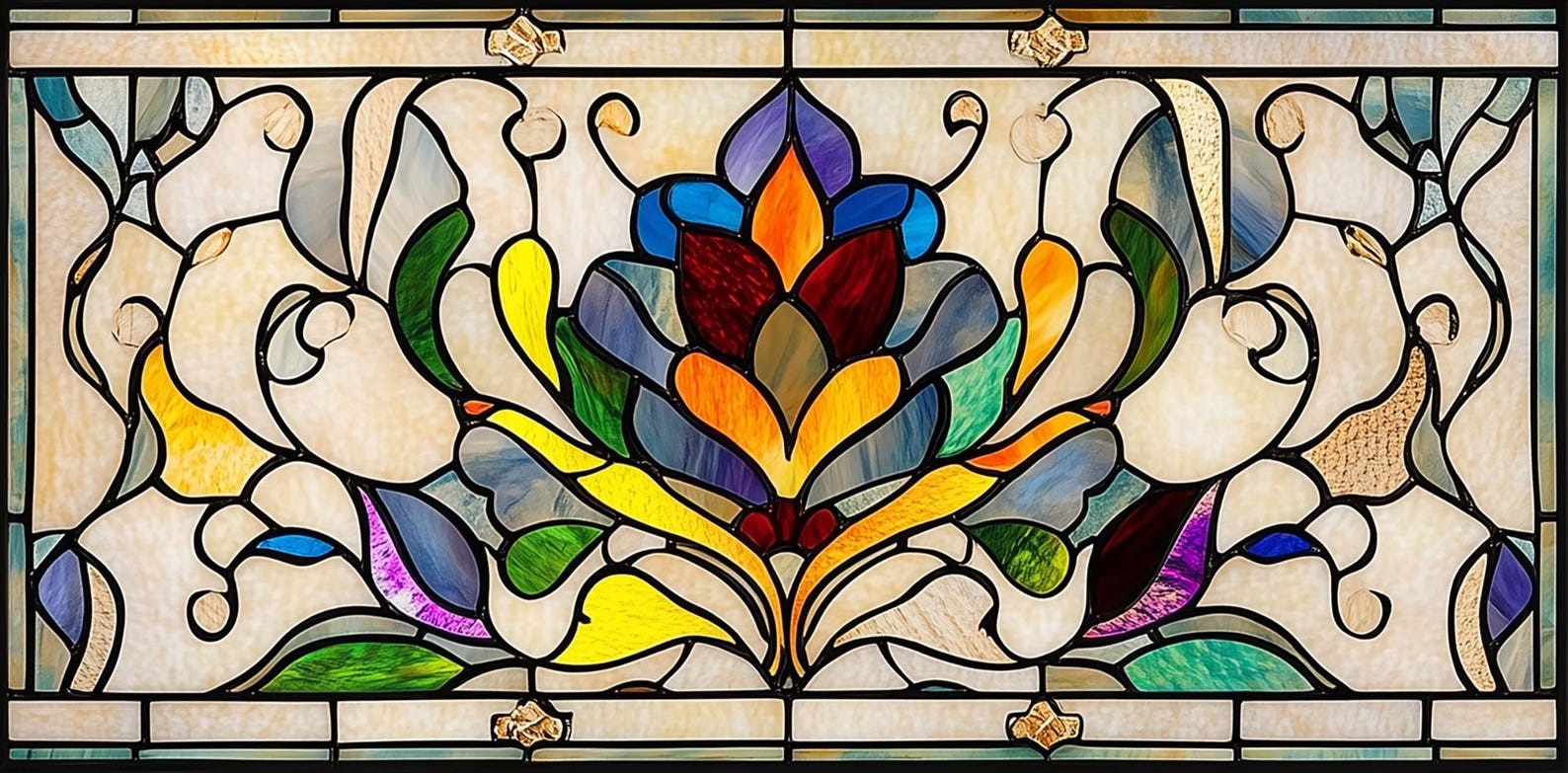 Custom Size Colored Stained Glass Window Film - Classic Vintage Style ...