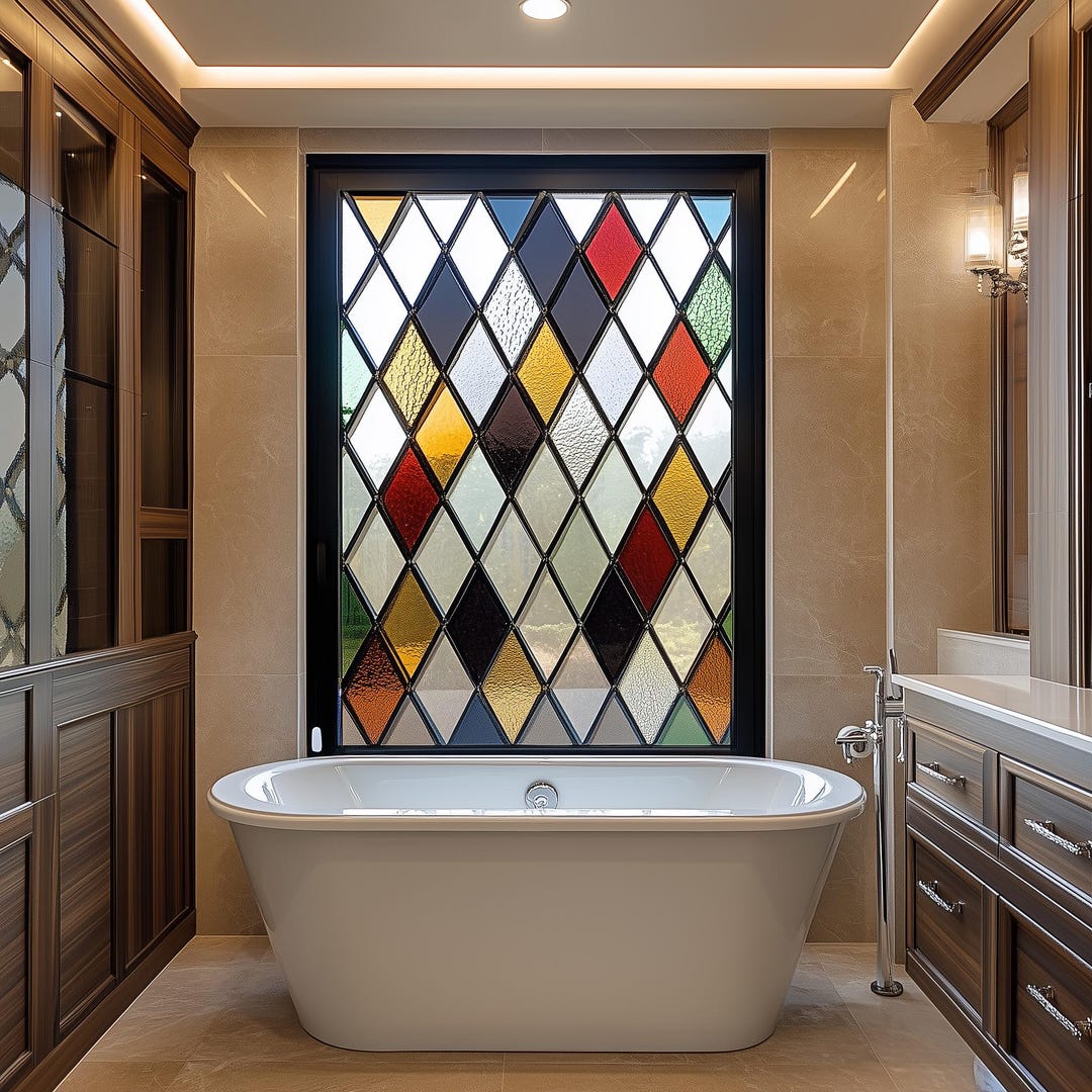 Rainbow Lattice Stained Glass Window Tint Privacy and Anti-uv ...