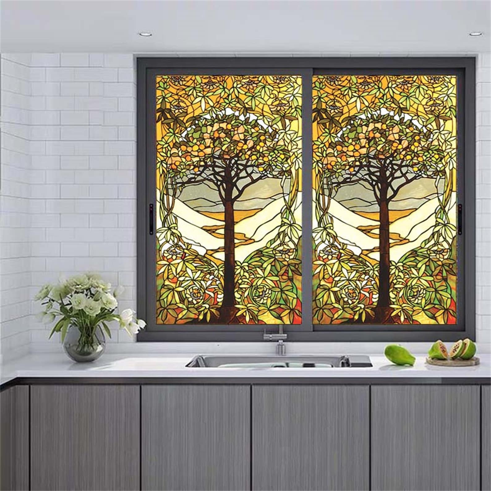Custom Size Window Film Stained Glass Films Frosted Static Cling Light ...