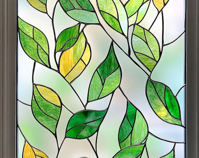 Custom Size Botanical Stained Glass Window Privacy Film Wildflower and ...