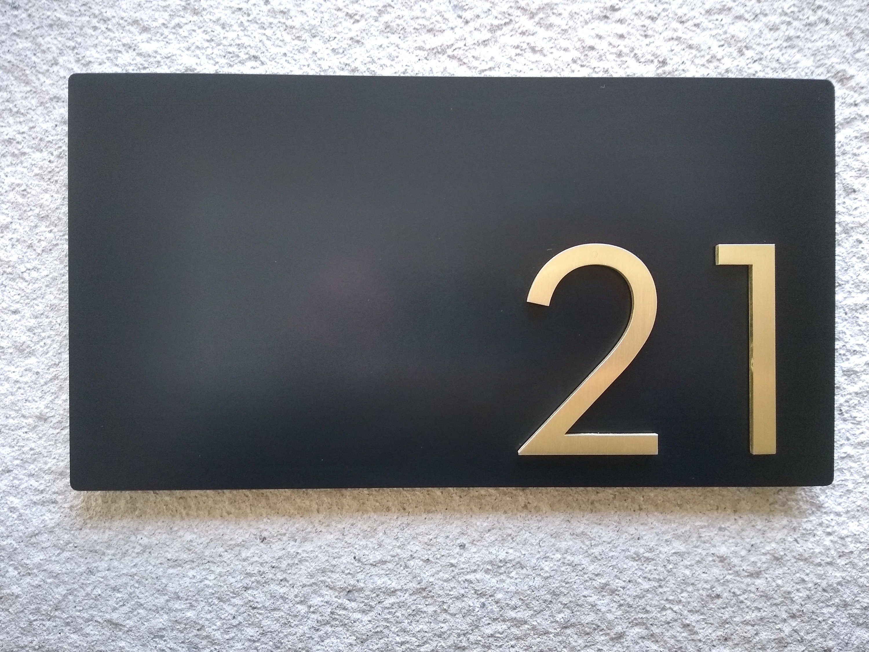 BRASS Neutraface Modern House Number Sign / BLACK House Plaque - Etsy