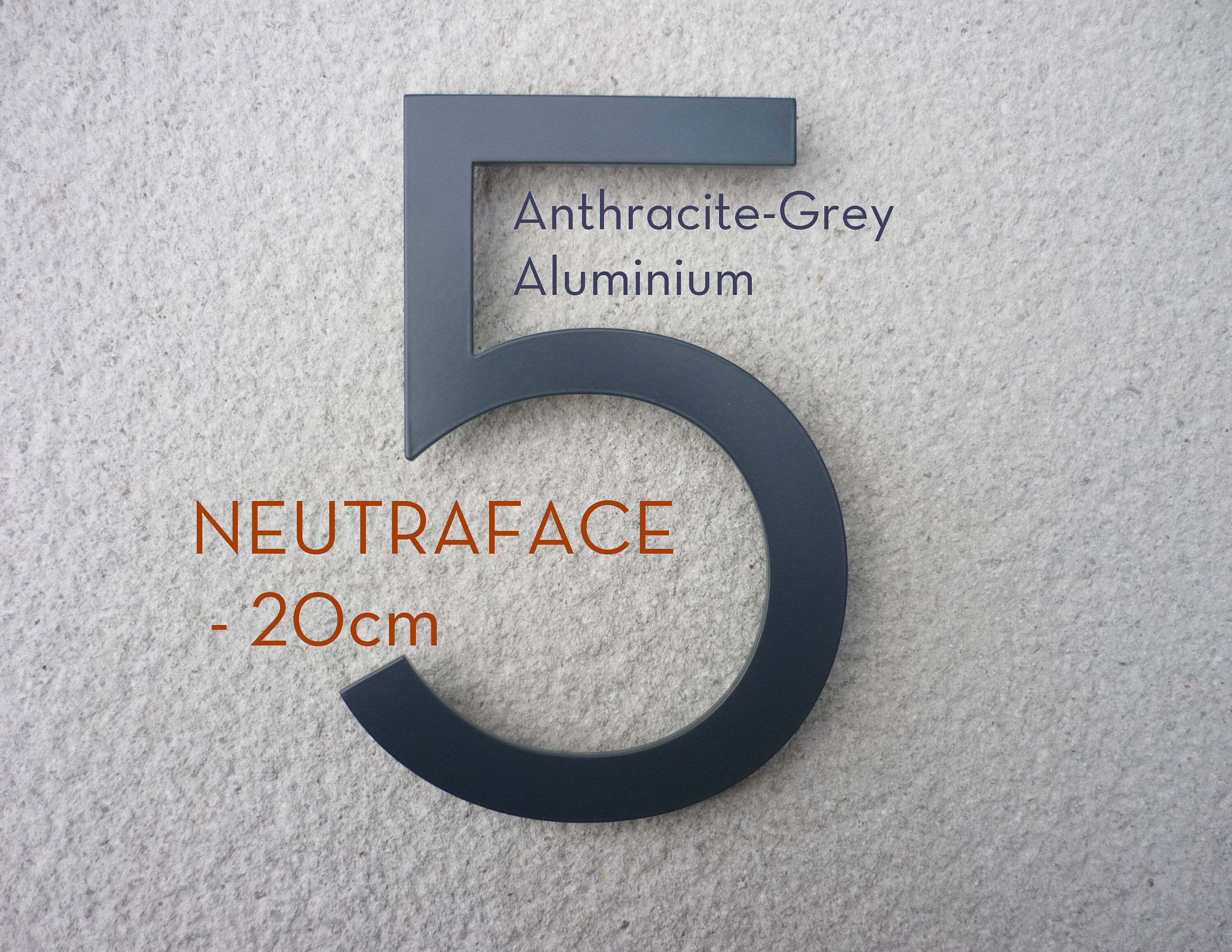 NEUTRAFACE Anthracite GREY Aluminium House Number PAIR 20cm - Etsy UK
