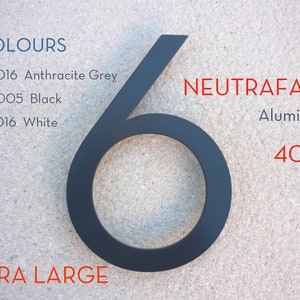 NEUTRAFACE Extra Large Aluminium House Number - 40cm Height Modern ...