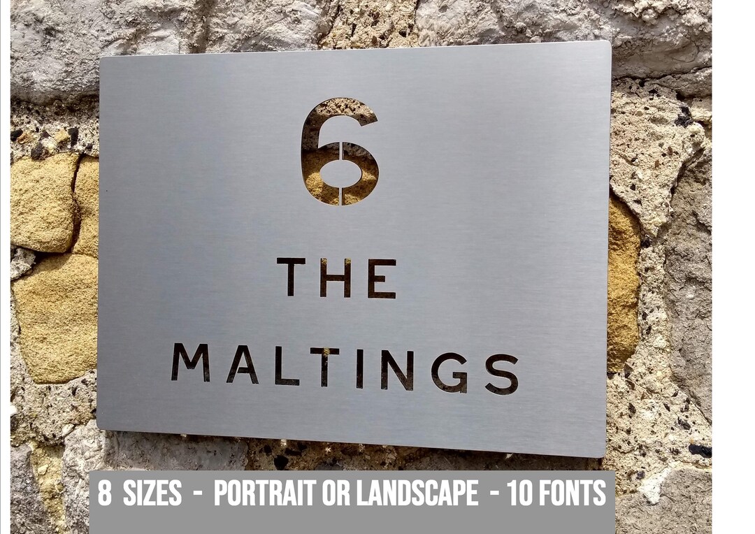 Stainless Steel Square & Rectangular House Sign, Modern House Plaque ...