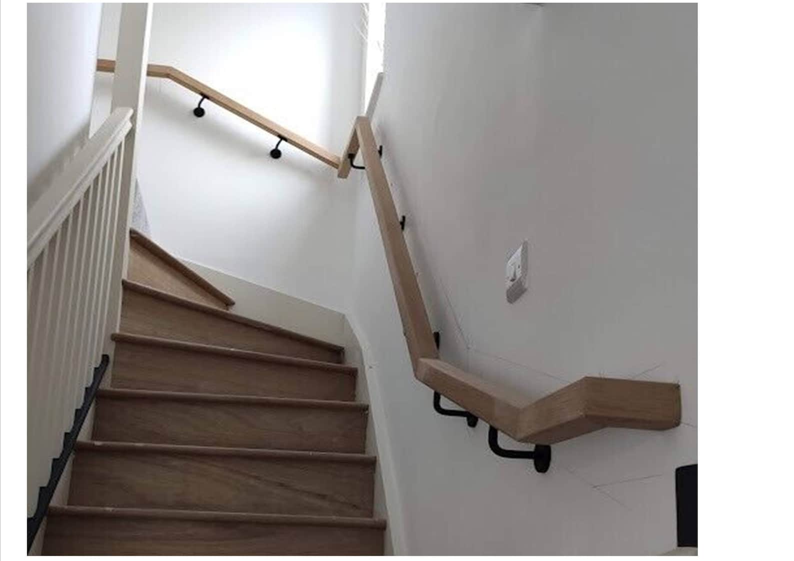 Modern Square Oak Handrail With Stainless Steel Brackets - Etsy UK