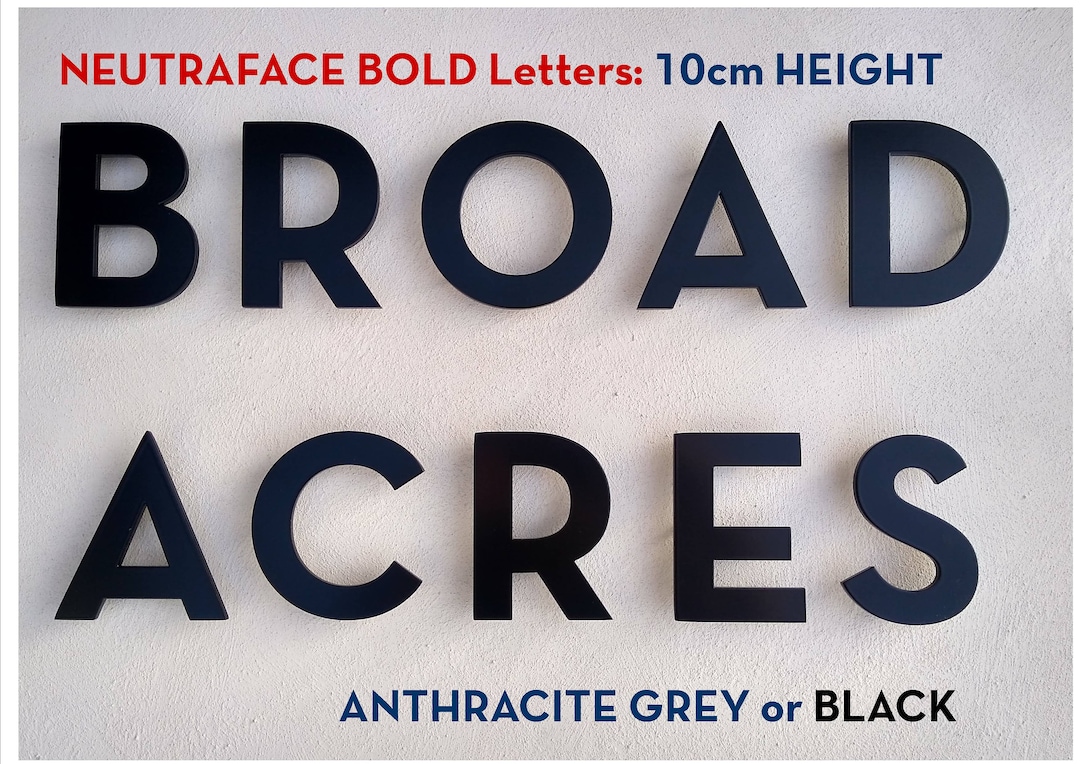 NEUTRAFACE BOLD Anthracite/black/white Aluminium Letters - 10cm/4 ...