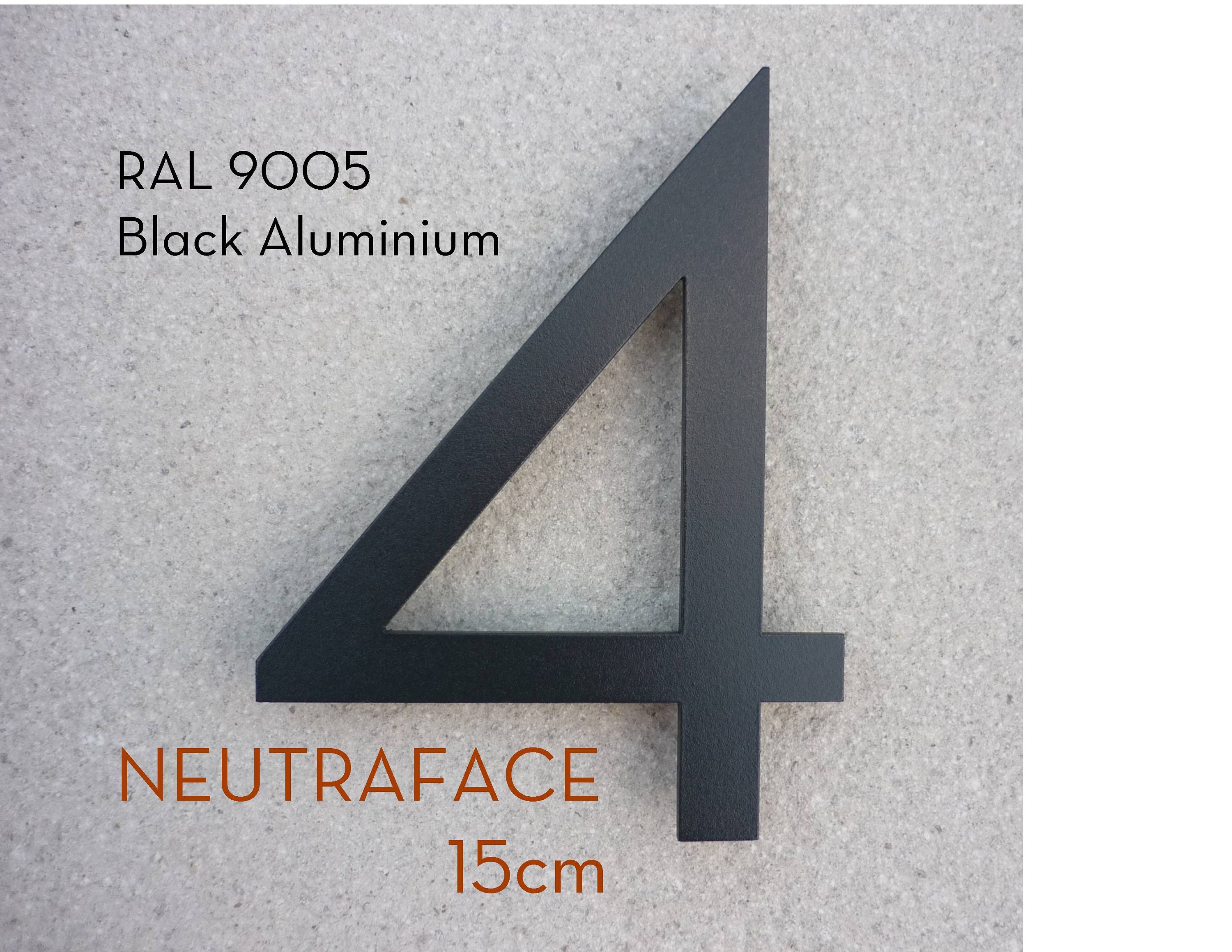 Neutraface Black Aluminum House Number - Mid-century Modern (15cm ...