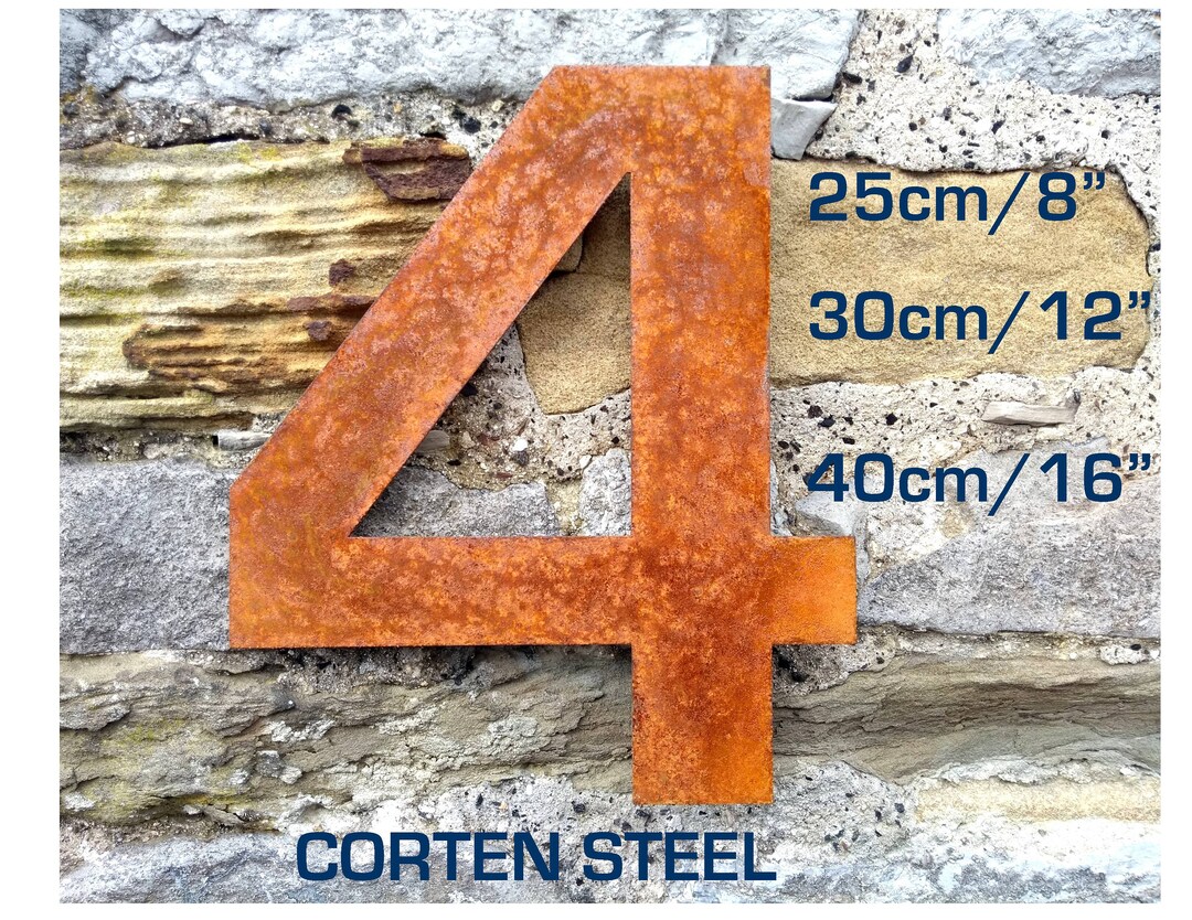Corten Steel House Number, Weathered Steel House Number, Rustic Steel ...