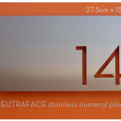 NEUTRAFACE Stainless Steel Number Plaque | Etsy