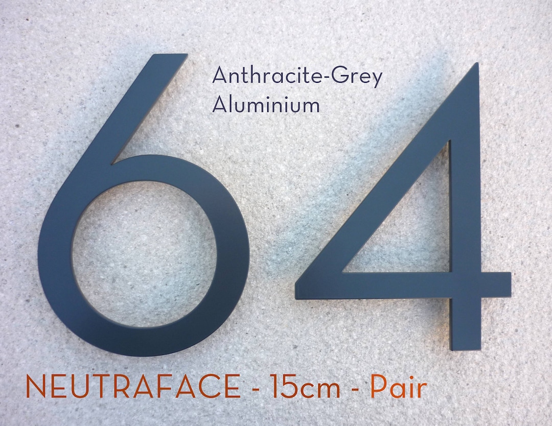 NEUTRAFACE Anthracite GREY Aluminium House Number PAIR - 15cm - Etsy