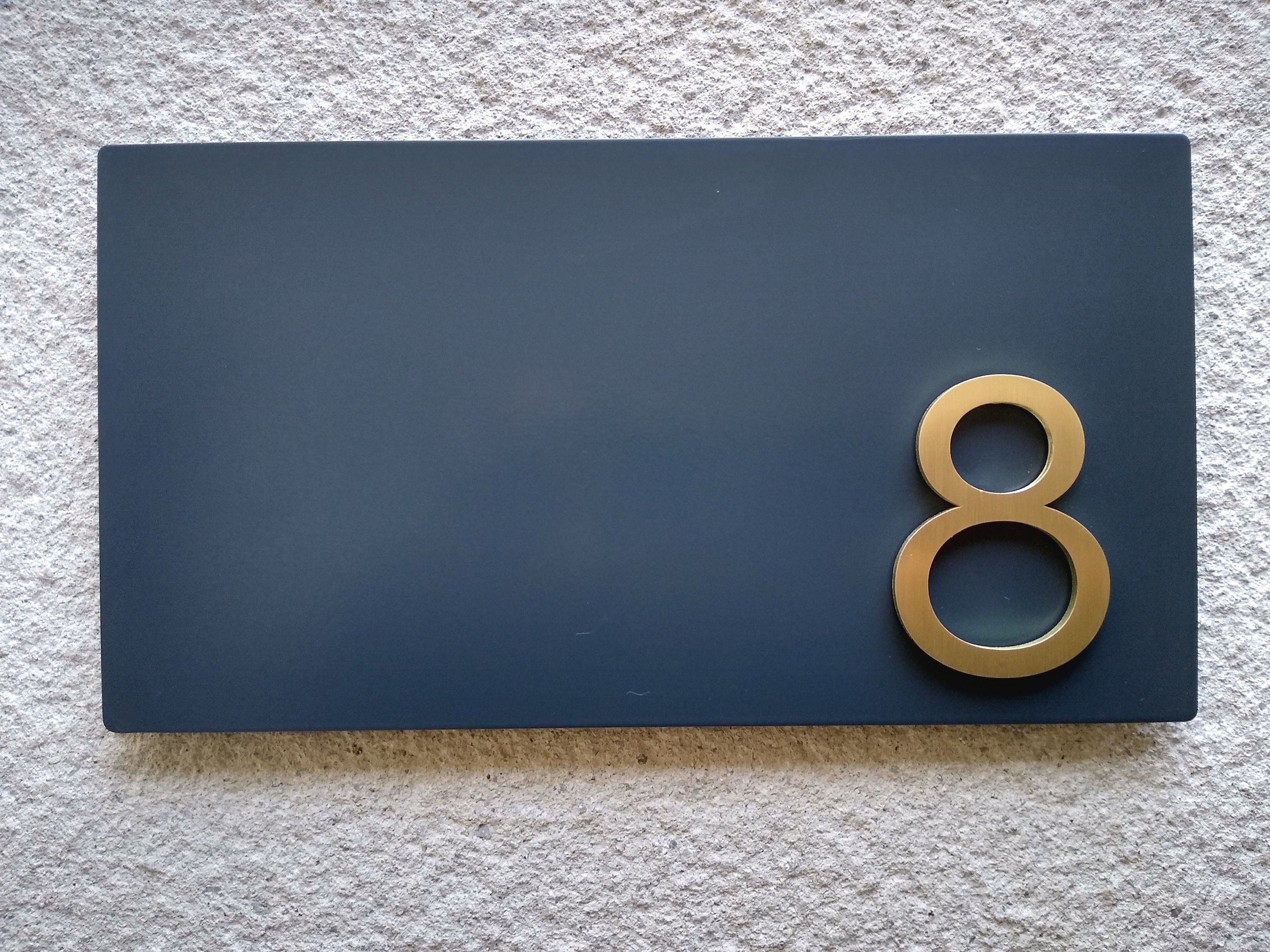 BRASS Neutraface Modern House Number Sign / BLACK House Plaque - Etsy