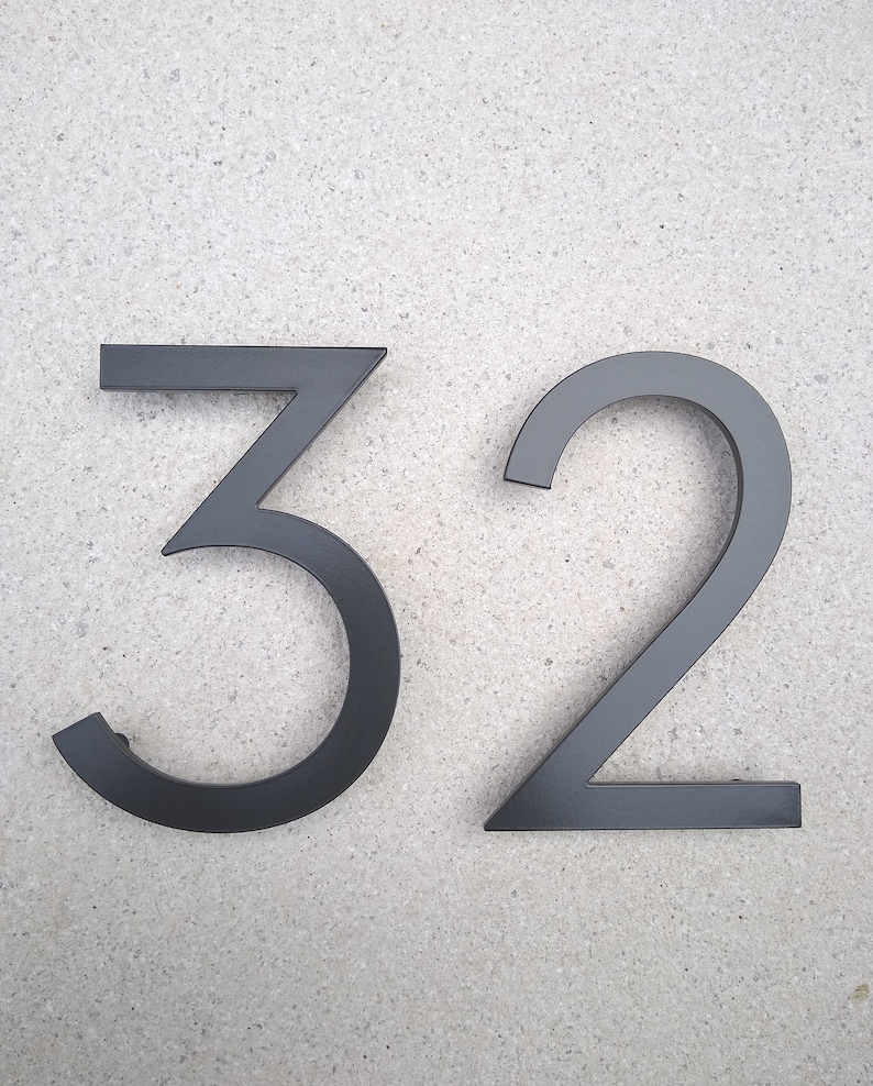 NEUTRAFACE Anthracite GREY Aluminium House Number PAIR 20cm Height ...
