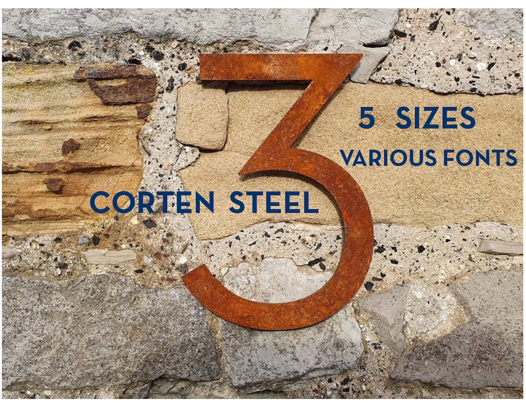 Corten Steel House Number, Weathered Steel House Number, Rustic Steel ...