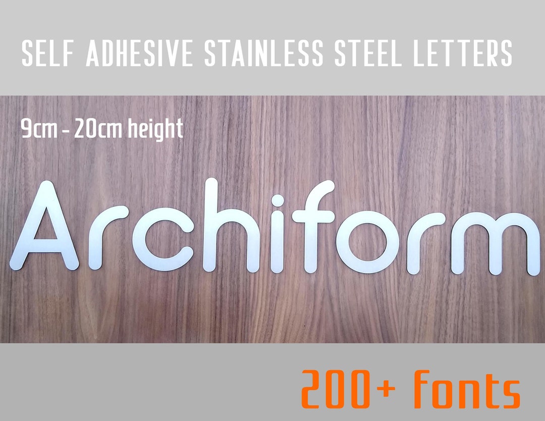 SELF-ADHESIVE Brushed Stainless Steel Letters / Numbers - Any Font - Etsy