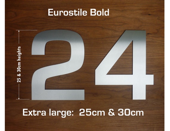 EXTRA LARGE Eurostile Bold Stainless Steel House Number | Etsy