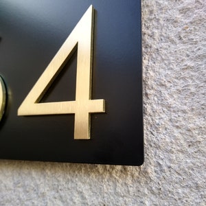 BRASS Neutraface Modern House Number Sign / BLACK House Plaque ...