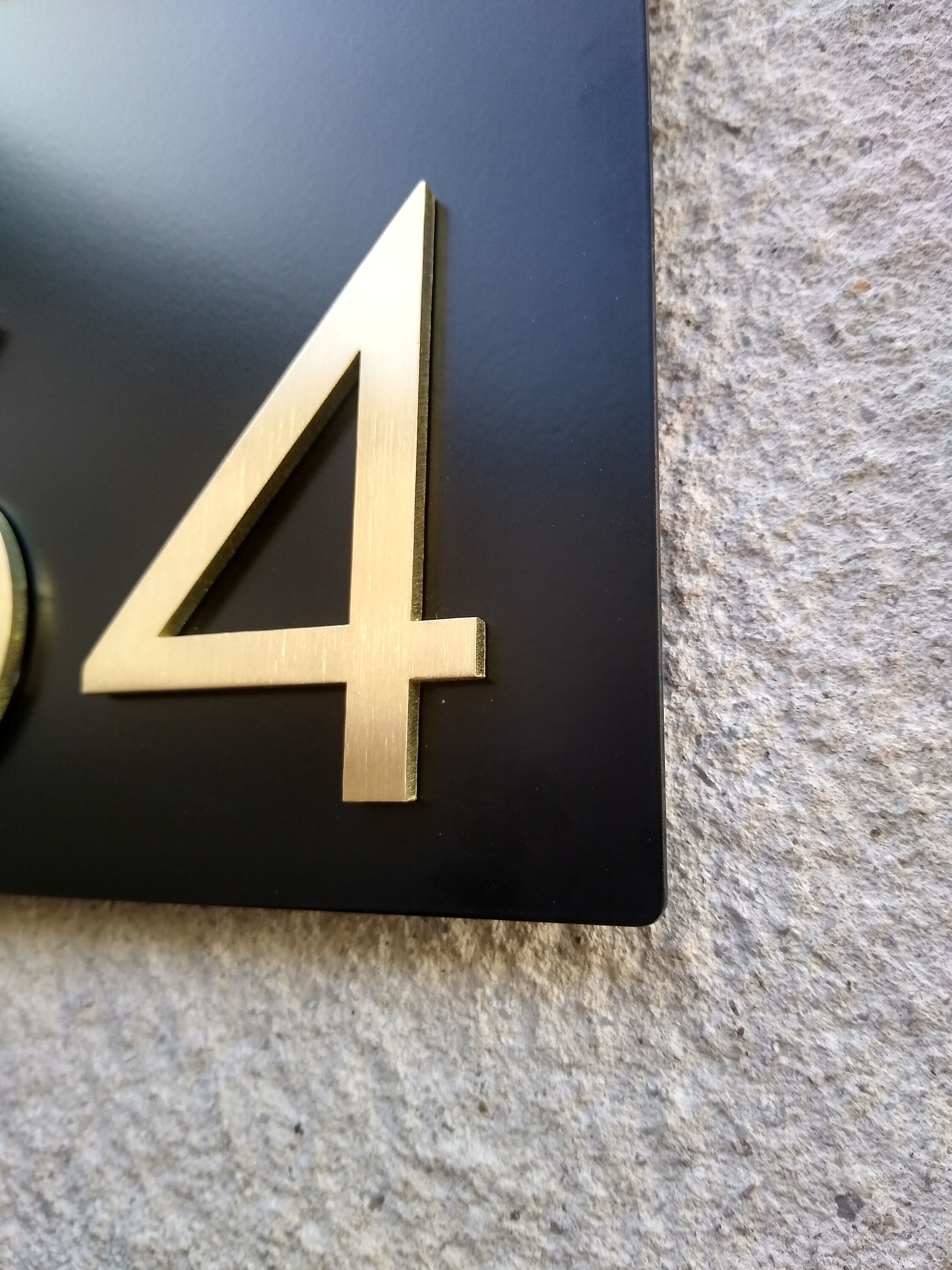 BRASS Neutraface Modern House Number Sign / BLACK House Plaque - Etsy
