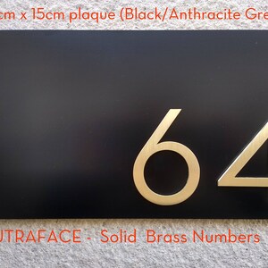 BRASS Neutraface Modern House Number Sign / BLACK House Plaque ...