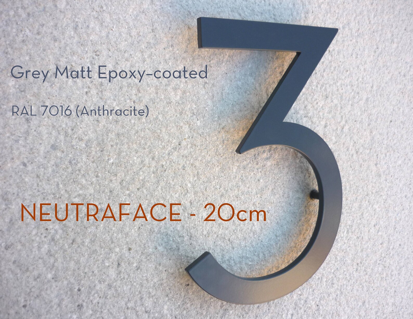 NEUTRAFACE Anthracite GREY Aluminium House Number PAIR 20cm - Etsy UK