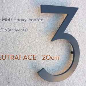NEUTRAFACE Anthracite GREY Aluminium House Number PAIR - 20cm Height ...