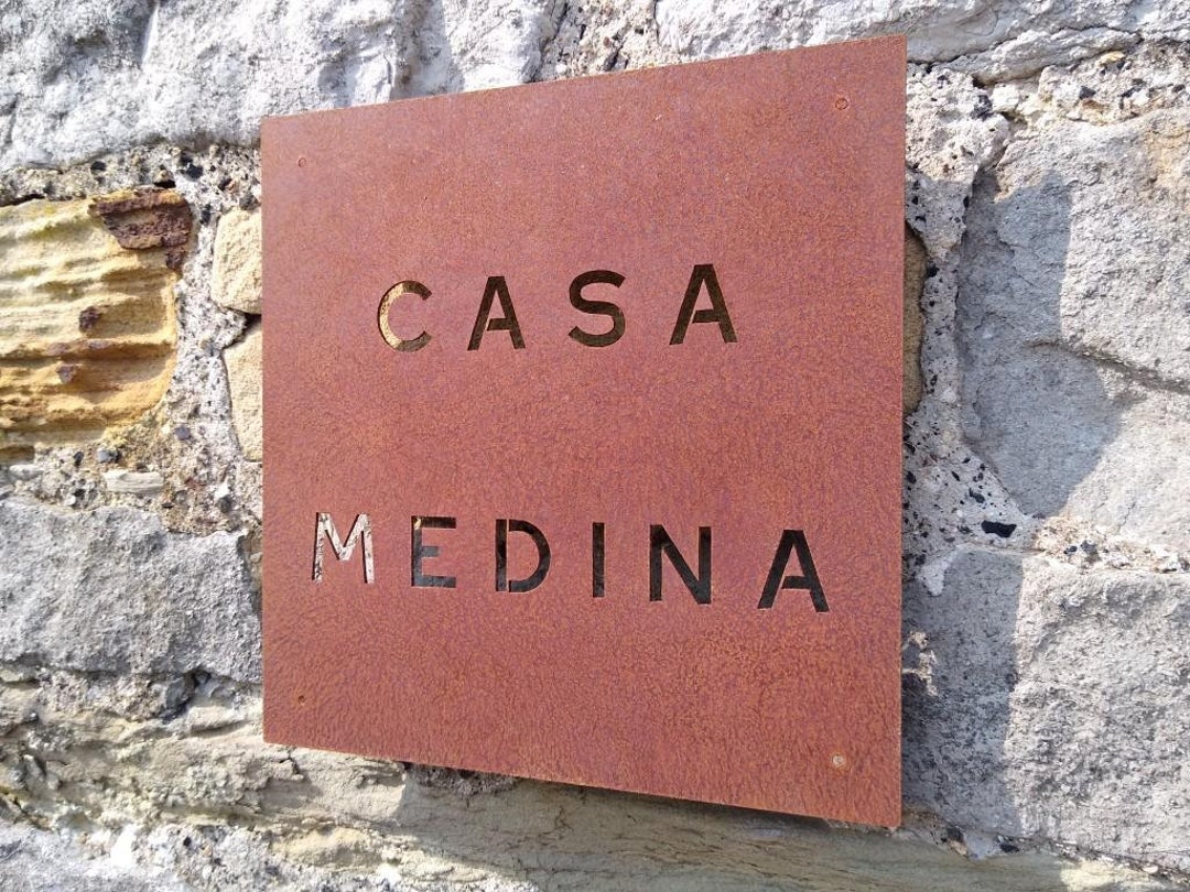 Corten Steel Plaque, Weathered Steel House Sign, Rusted Metal Sign ...