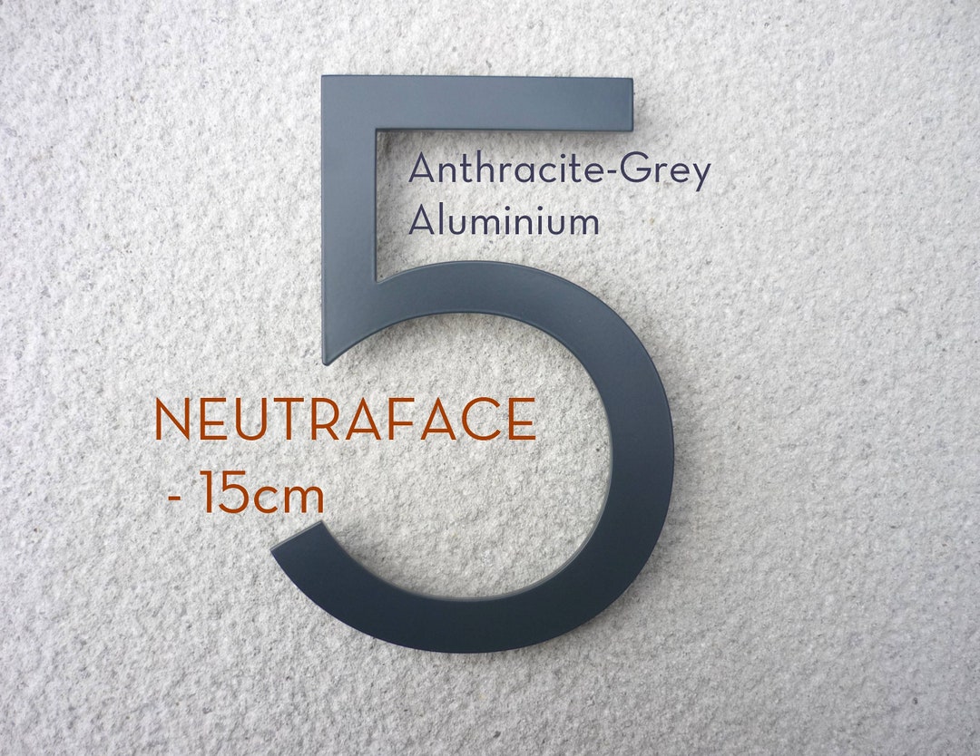 NEUTRAFACE Anthracite GREY Aluminium House Number - 15cm - Etsy UK
