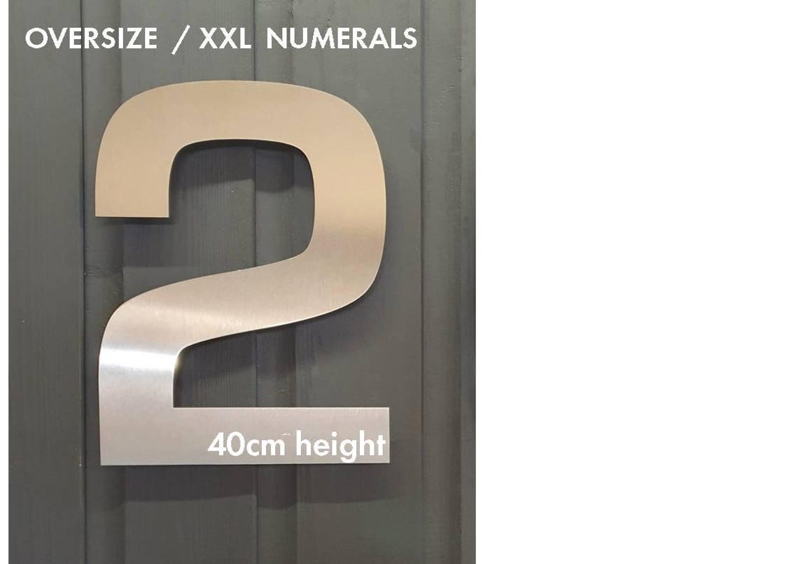 OVERSIZE EXTRA LARGE Stainless Steel House Number - 40cm Height ...