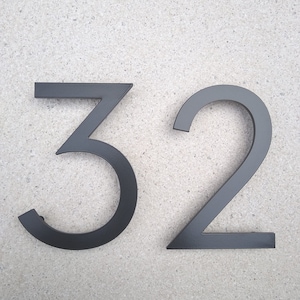 NEUTRAFACE BLACK Aluminium House Number 20cm Modern Black House Number ...