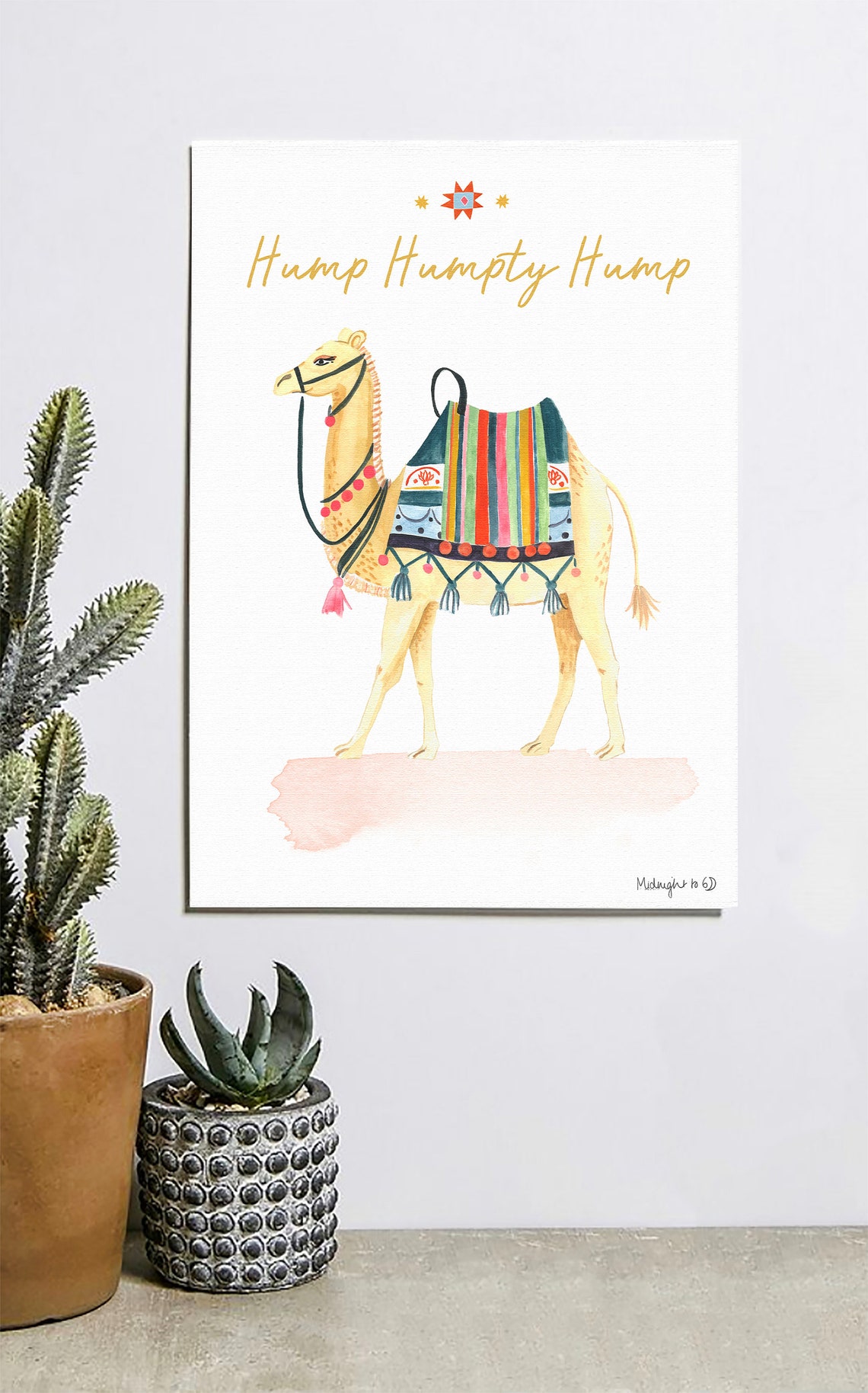 Humphrey the Camel Giza, Egypt art Print Personalised Print Midnight to ...