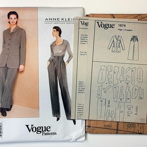 1995 Vogue 1674 Sz 6-8-10 Anne Klein Designer High-waisted Pleated ...