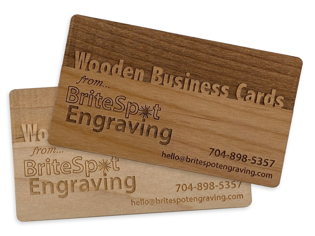 Laser Engraved Wooden Business Cards | Custom Alder or Maple - Etsy