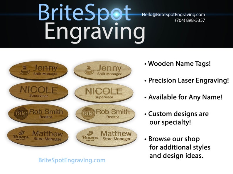 Custom Laser Engraved Wooden Name Tag | Alder or Maple - Etsy