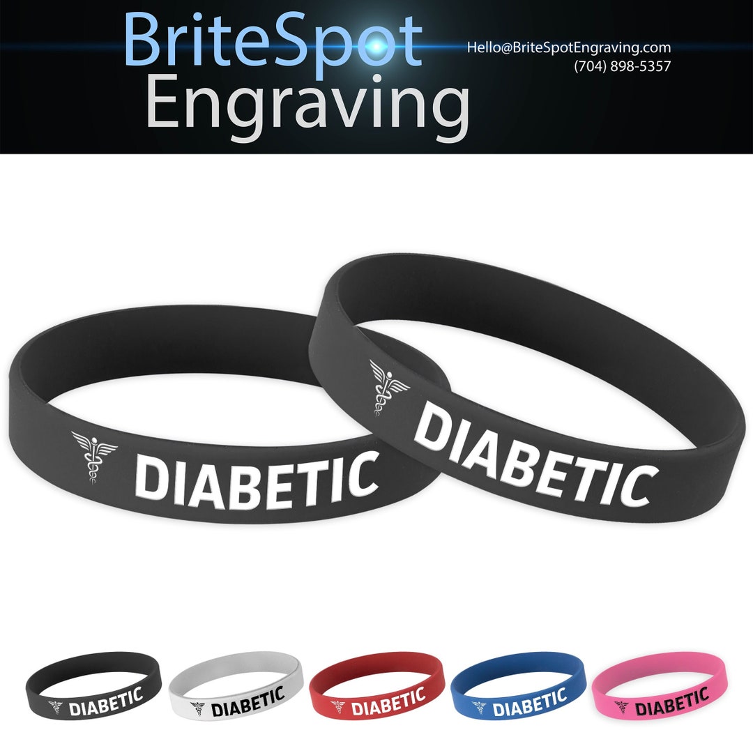 Diabetic Medical Alert Wristband - Silicone Rubber Bracelets for Those ...