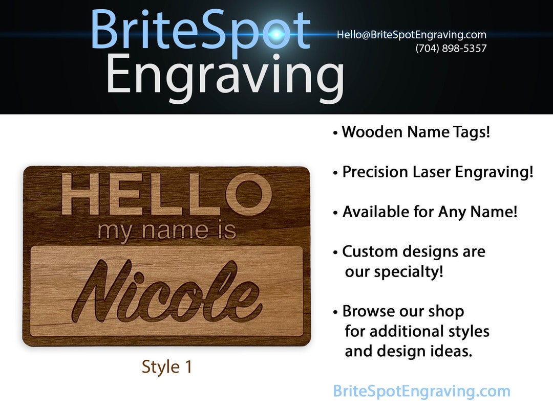 Custom Wooden Name Tag - Personalized Laser Engraved Name Badge With ...