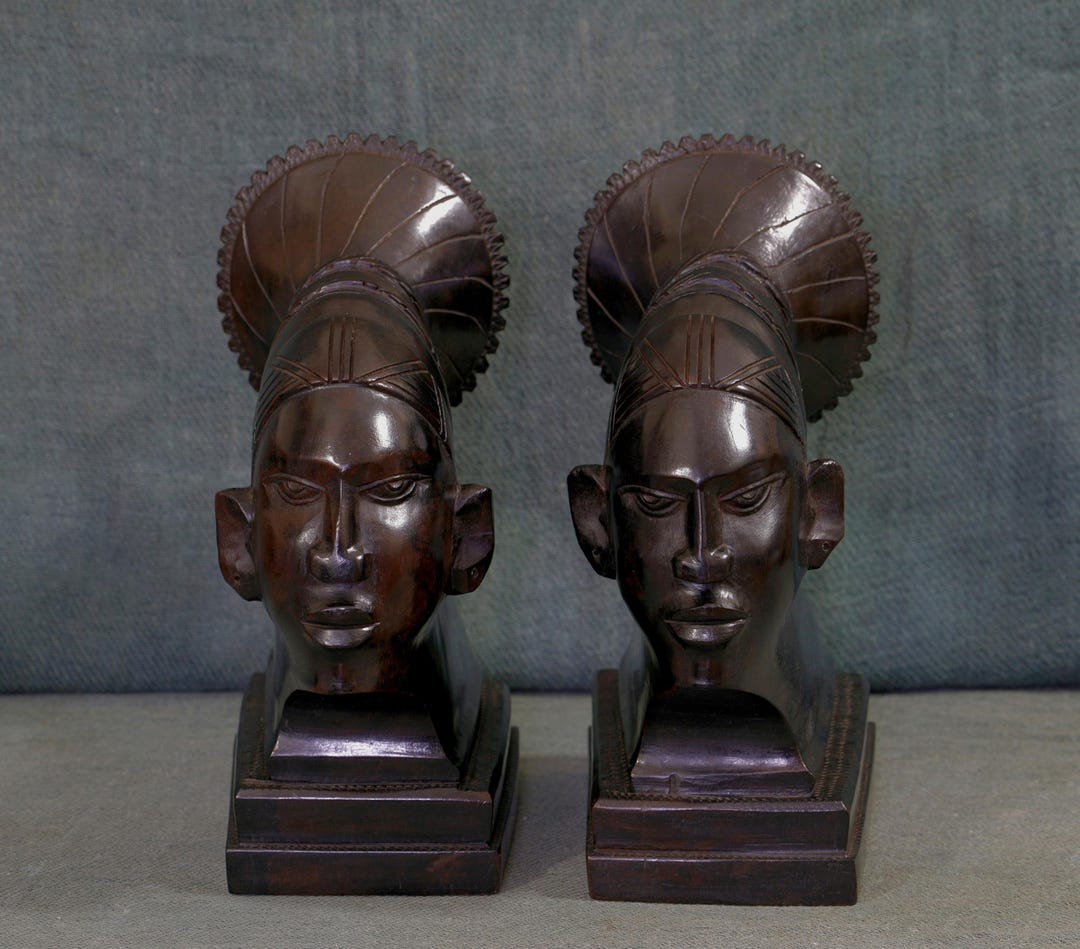 Pair Hand Carved Wooden Busts of African Woman / Women - Etsy