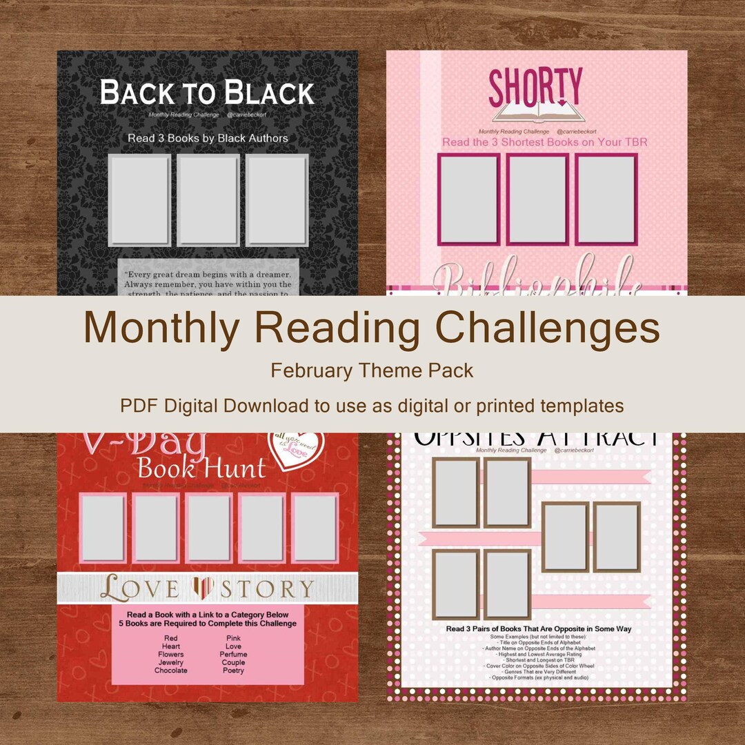 Monthly Reading Challenges - February Theme Pack | Digital Reading ...