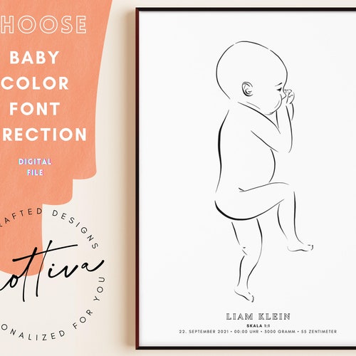 Birth Poster in Scale 1:1 Personalized Baby Poster Digital - Etsy