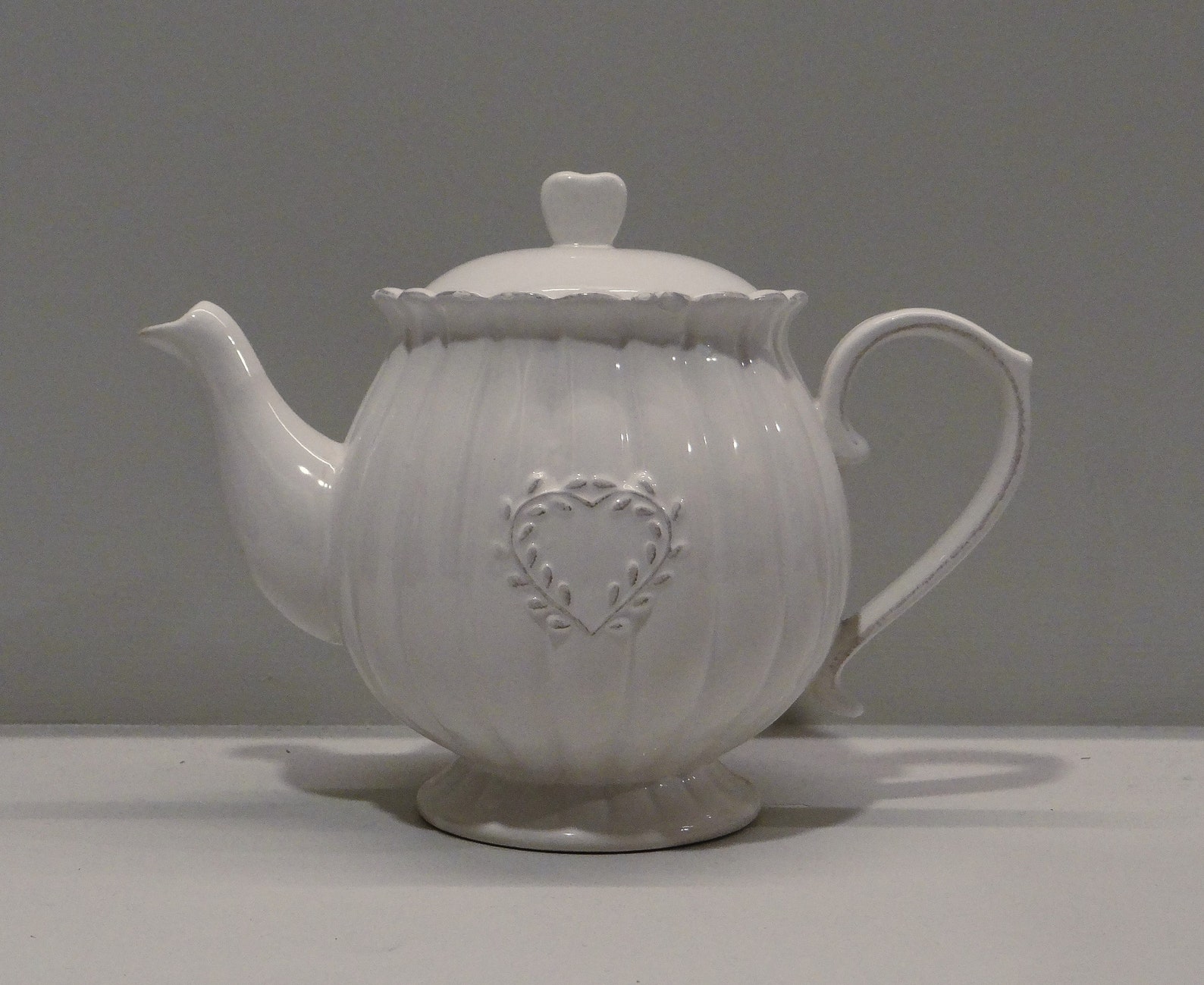 Vintage White Ceramic Teapot White Teapot With a Heart Tea - Etsy