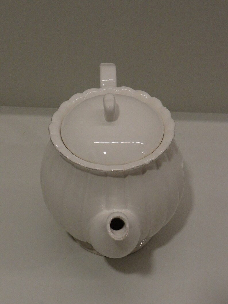 Vintage White Ceramic Teapot White Teapot With a Heart Tea - Etsy