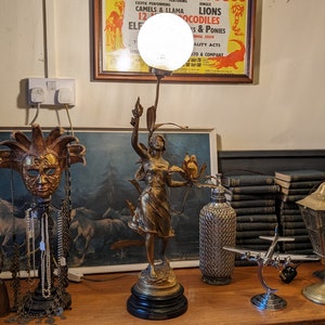 Art Nouveau Figural Spelter Statue Lamp - L Offrande Par Rousseau - Etsy