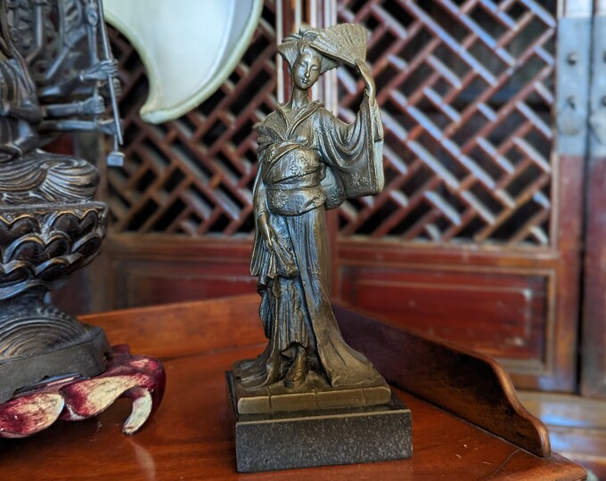 Vintage Japanese Bronze Geisha Statue - Etsy