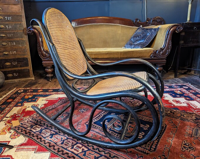 Antique Thonet Bent Wood Rocking Chair - Etsy UK