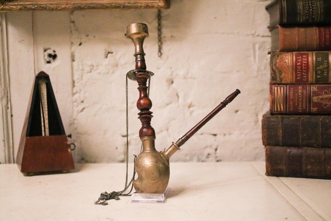 C.1930 Vintage Indian Engraved Brass Hookah - Etsy