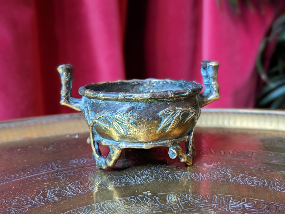 Antique Chinese Bronze Bamboo Effect Censer - Etsy