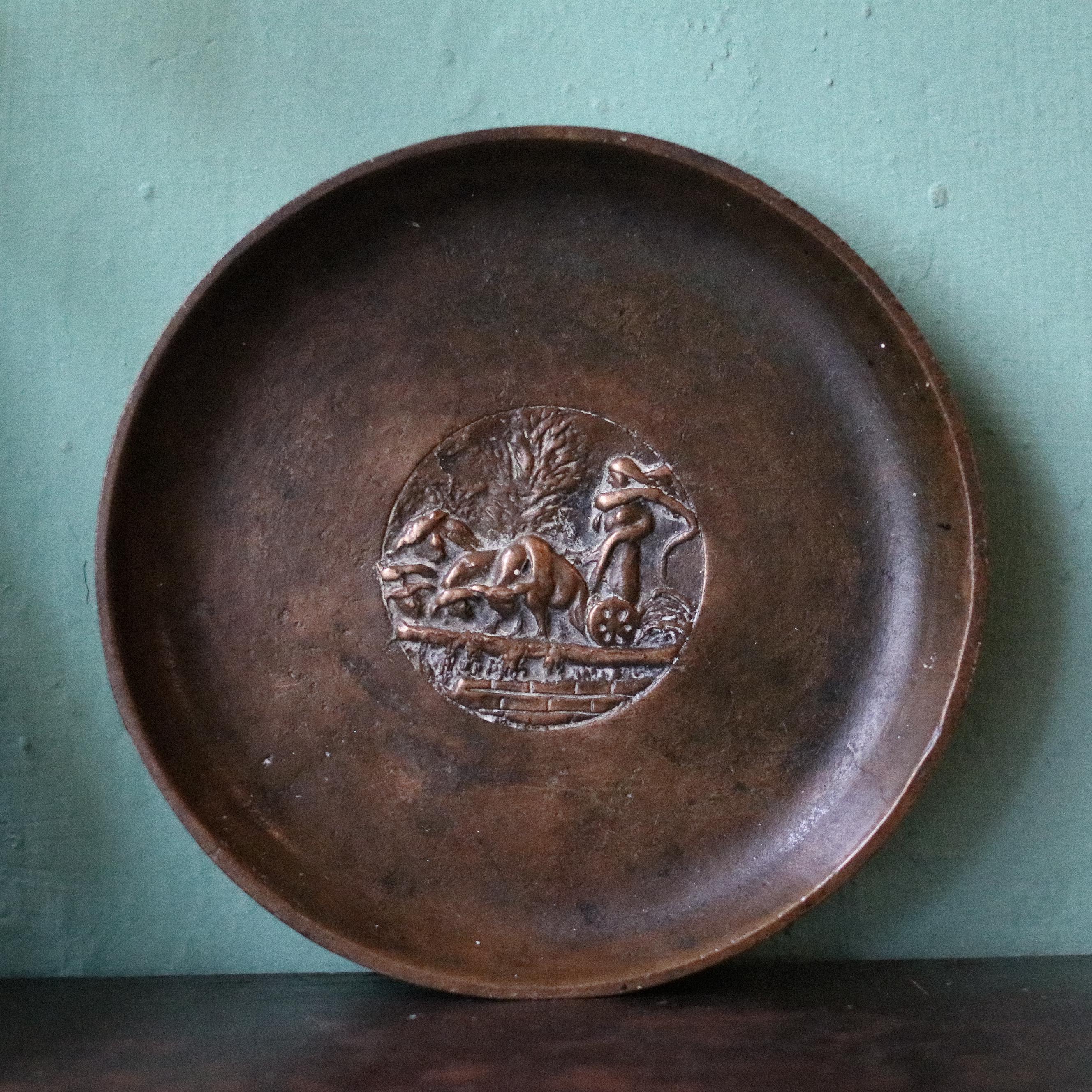 Small Antique Cast Brpnze Dish With Plough Scene Relief – 6" - Etsy