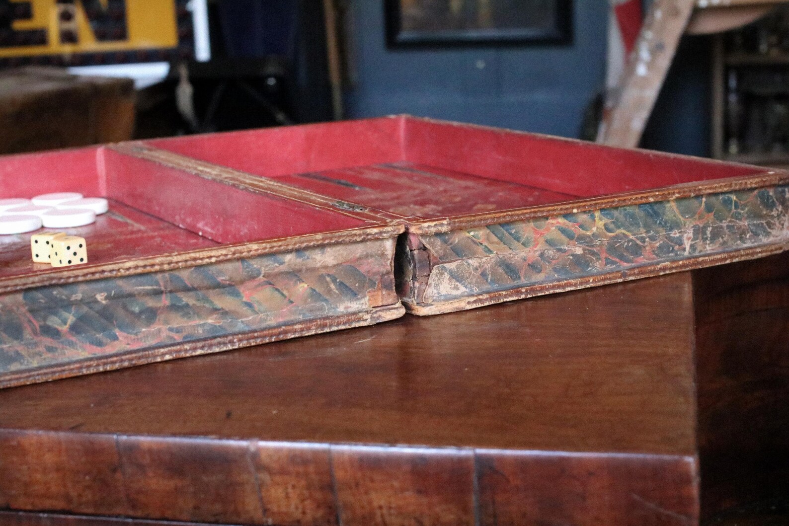 Victorian Book-form Backgammon & Draughts Set — Faux “two-volume ...